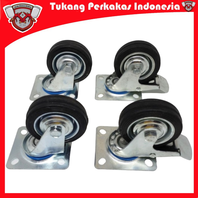 Jual Roda Etalase 4 inch / Roda trolley / Roda karet ( 2 Rem 2 Hidup ...