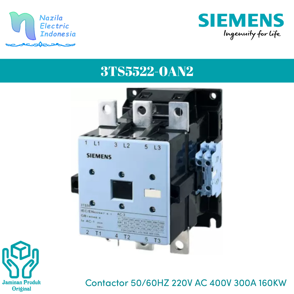 Jual Siemens Magnetic Contactor 3TS5522-0AN2 / 3TS 5522 0AN2 ...