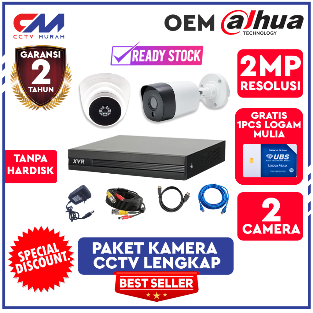 Jual Paket Lengkap Camera 2 Channel CCTV Oem Dahua, DVR/XVR 4 Channel ...