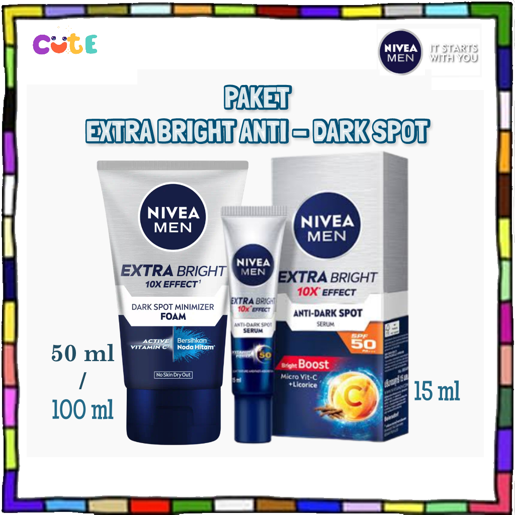 Jual NIVEA MEN Extra Bright Anti-Dark Spot (PAKET) ( Facial Foam 50 ml ...