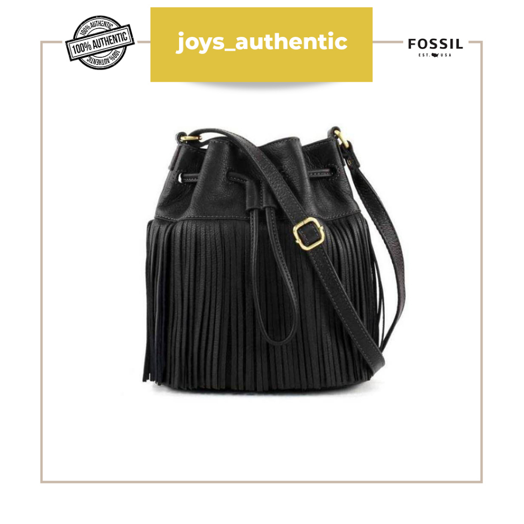 Jual Tas wanita Fossil jules Drawstring large hitam Black woman bag ...