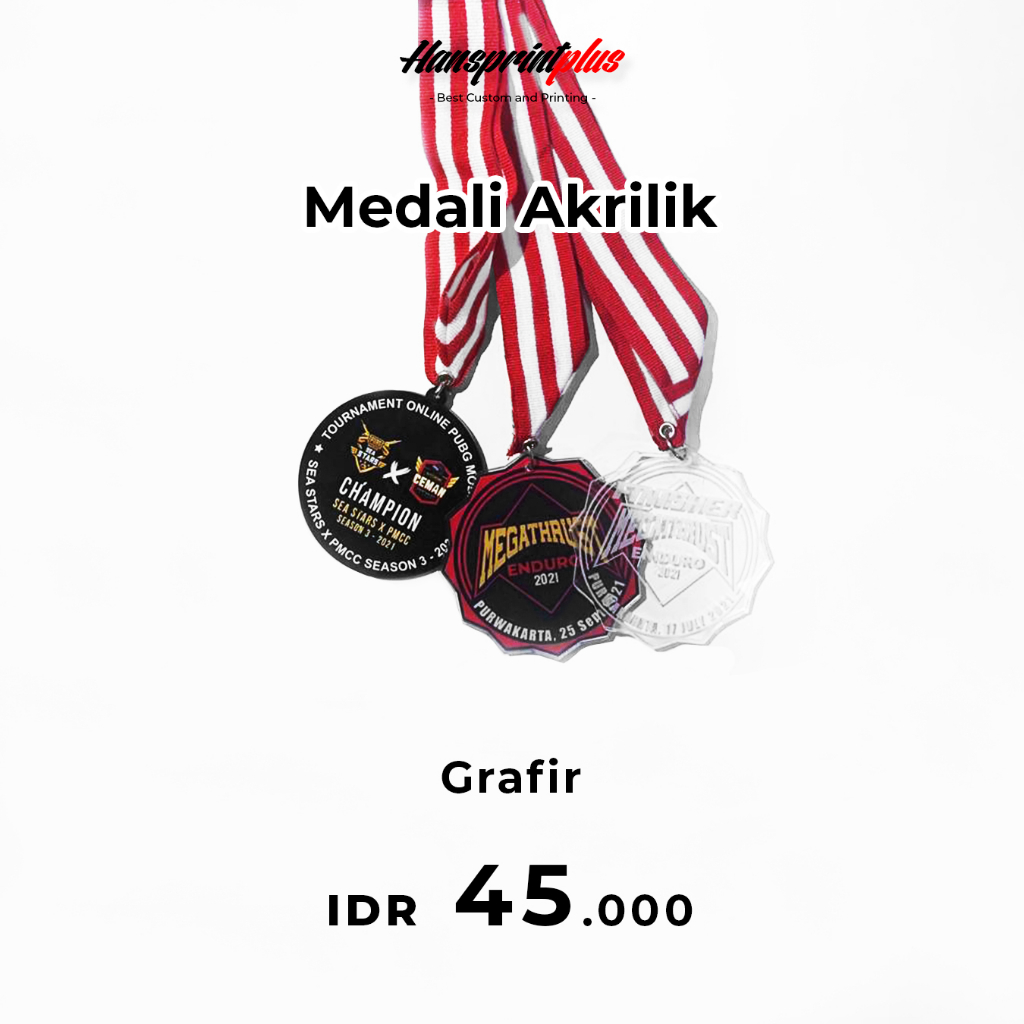 Jual Medali Akrilik Custom Grafir 1 Sisi (TERSEDIA BENING DAN HITAM ...