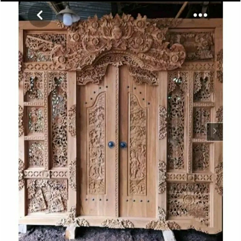 Jual Pintu ukir gebyok style bali kayu jati motif pintu relif ramayana ...