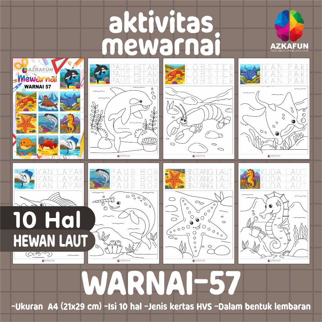 Jual Lembar Belajar Mewarnai Binatang dan pemandangan - Worksheet Anak ...