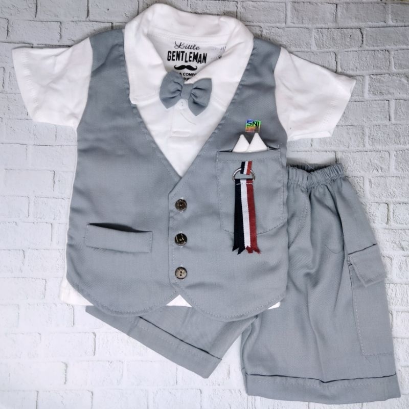 Jual Setelan Tuxedo Vest Baju Bayi 0-8 Bulan Set Jas Tuksedo Kaos Rompi ...