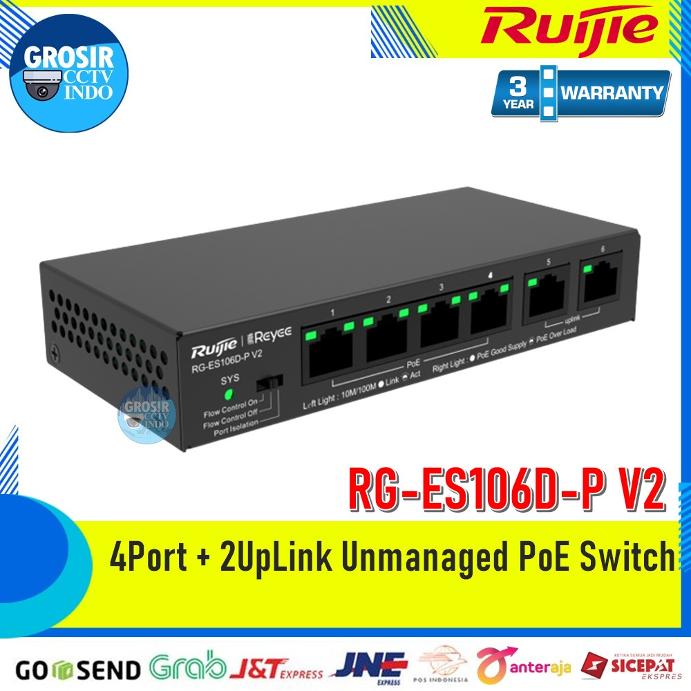 Jual RUIJIE 4Port + 2UpLink Unmanaged PoE Switch gci | Shopee Indonesia