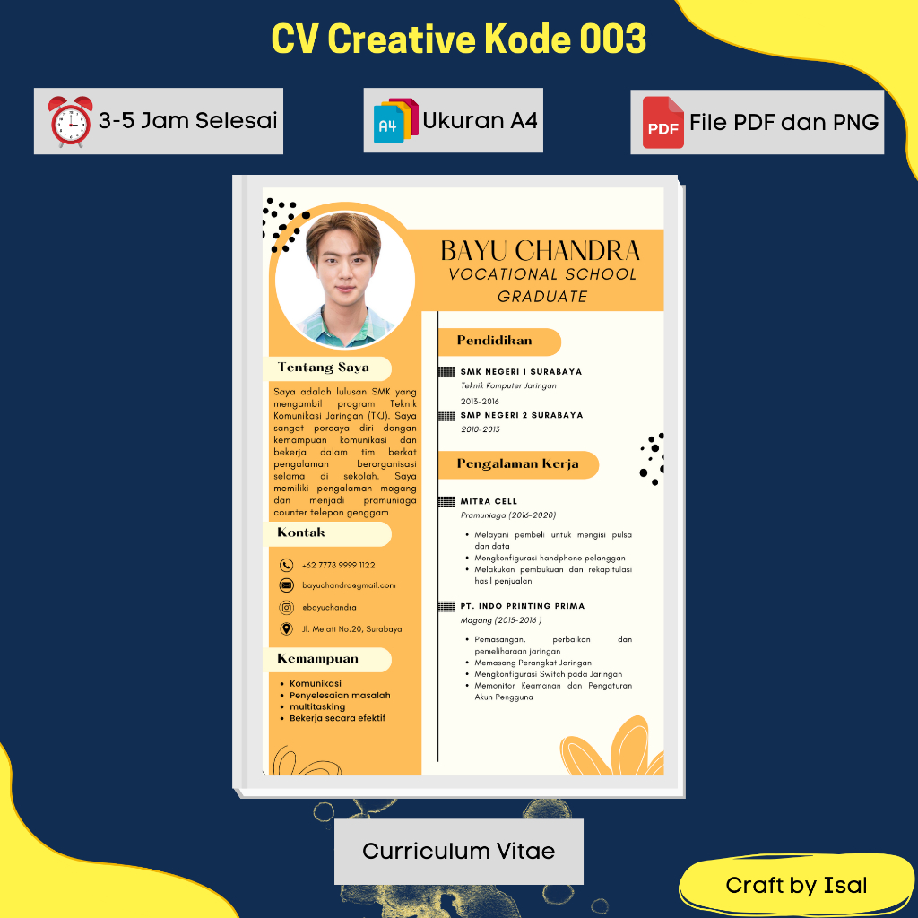 Jual Jasa Pembuatan CV/Curriculum Vitae Professional, Surat Lamaran ...