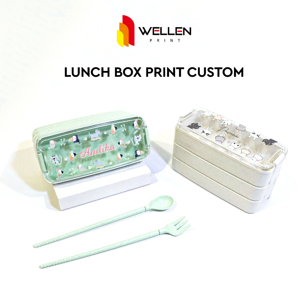 Jual WELLEN PRINT - Lunch Box Print Custom Nama / Set Tempat Makan ...