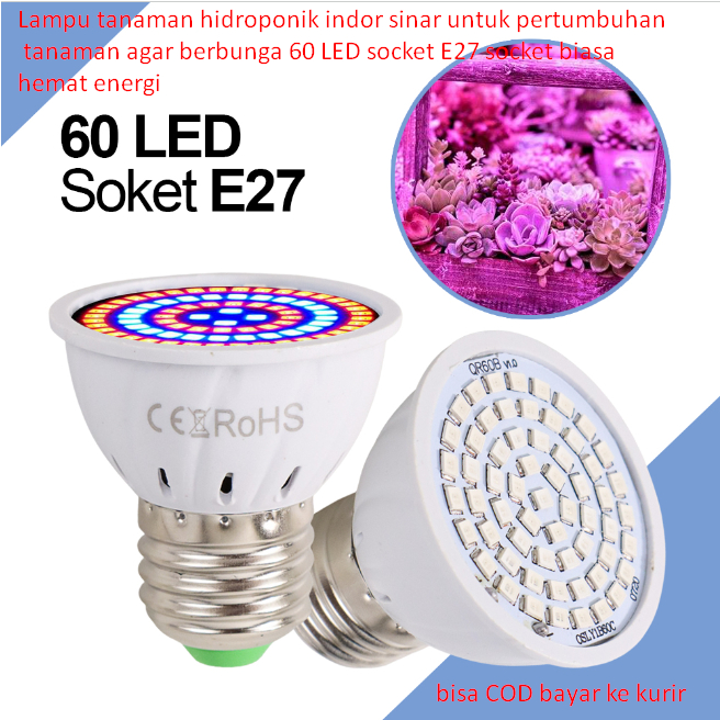 Jual Lampu tanaman hidroponik indor sinar untuk pertumbuhan tanaman agar berbunga 60 LED socket ...