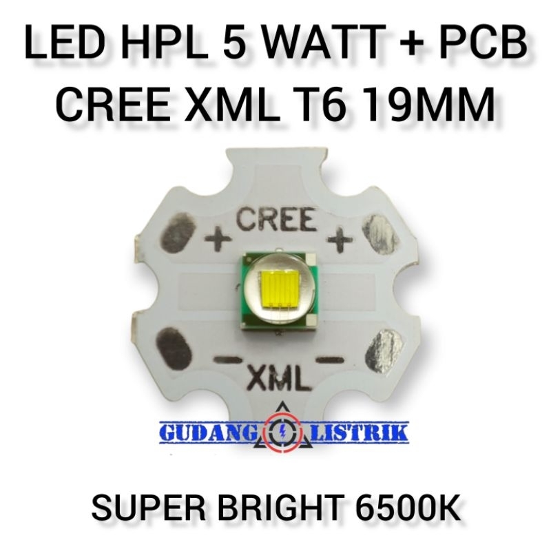 Jual Led HPL 5 Watt + PCB Cree XML T6 19mm Super Bright 6500K | Shopee ...