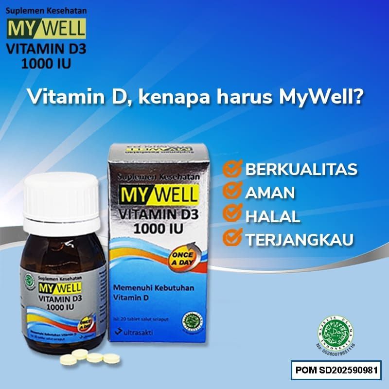 Jual MYWELL Vitamin D3 1000 IU 20 Tablet | Shopee Indonesia