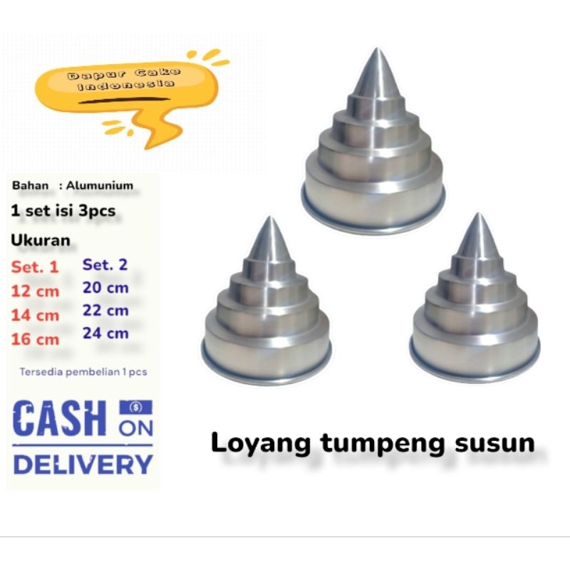 Jual cetakan nasi tumpeng /loyang tumpeng mini dan besar3susun.satu set ...