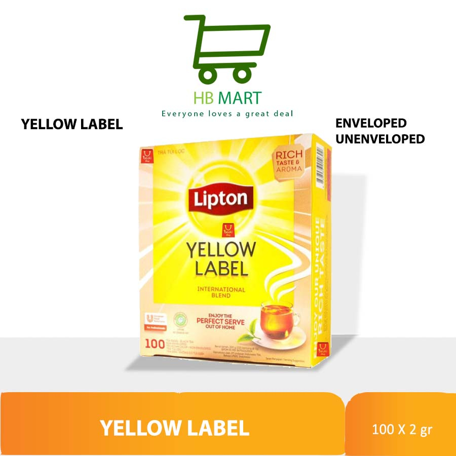 Jual TEH LIPTON ENVELOPED YELLOW LABEL TEA ISI 100'S X 2GR | Shopee ...