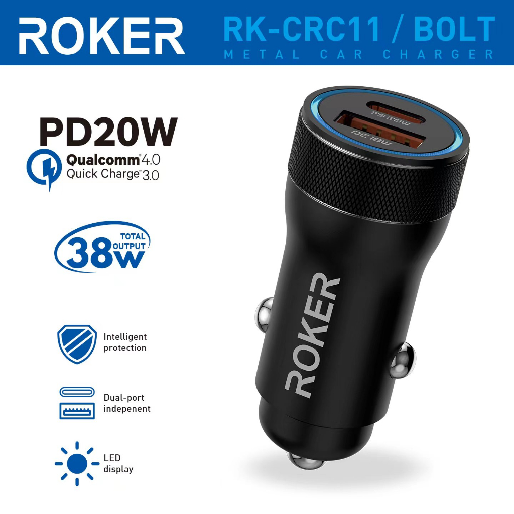 Jual Saver / Charger Mobil Roker Bolt PD20W QC 4.0 | Shopee Indonesia
