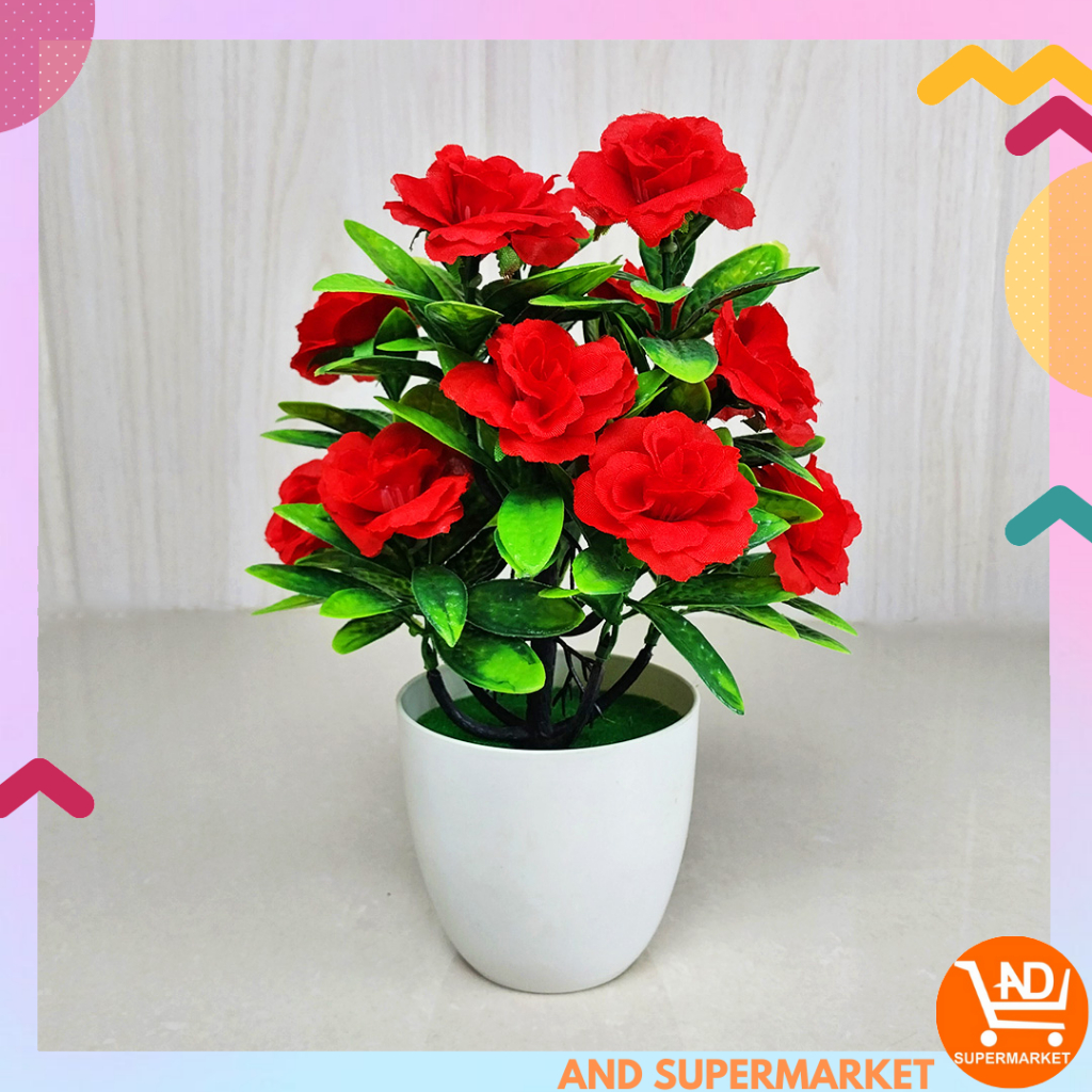 Jual Bunga Mawar Hias Pot Tanaman Bunga Hias Plastik Dekorasi Rumah ...