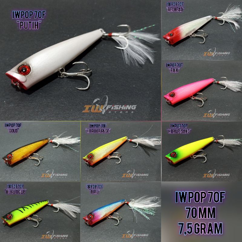 Jual Lure poper / popper IWPOP 70F 7 cm 7,5 gram Floating mengambang umpan pancing mancing ...
