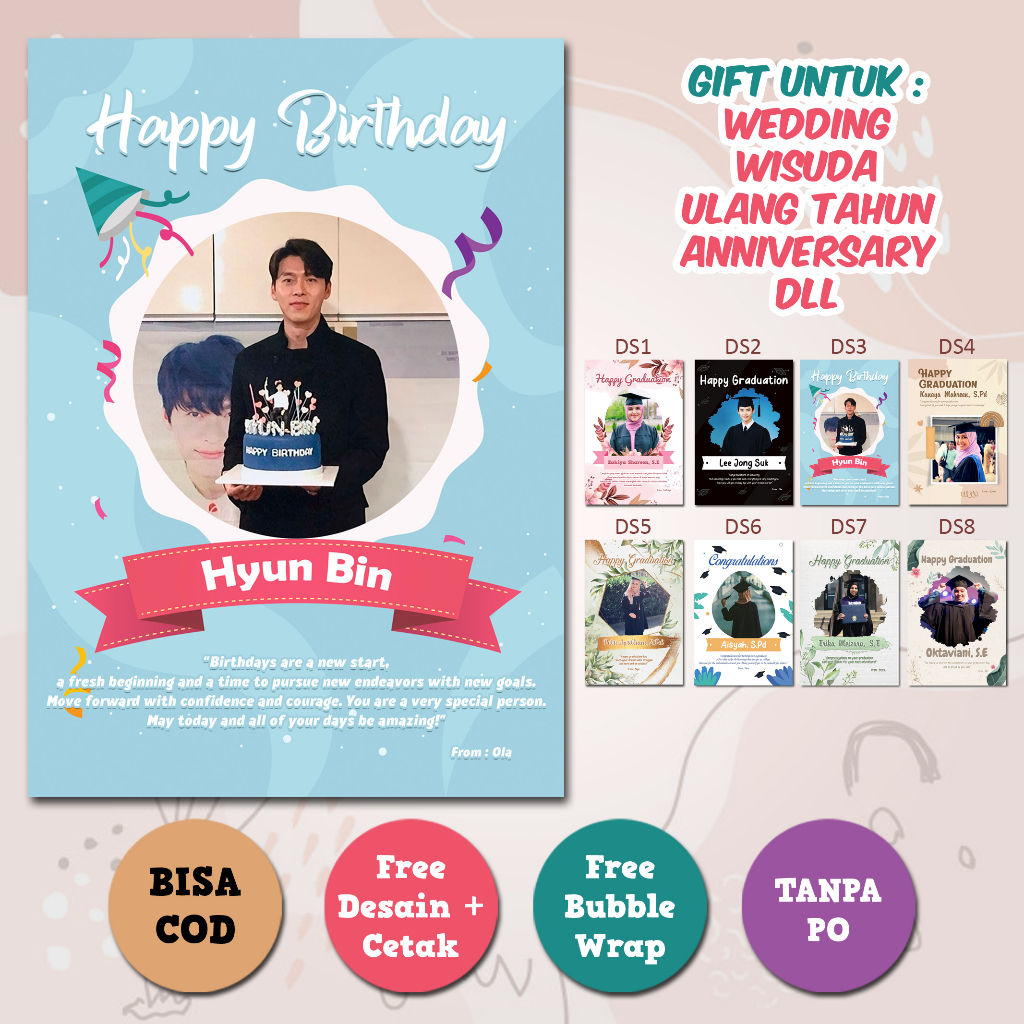 Jual Custom Desain + Cetak Foto Kado Wisuda, Ulang Tahun, Pernikahan ...
