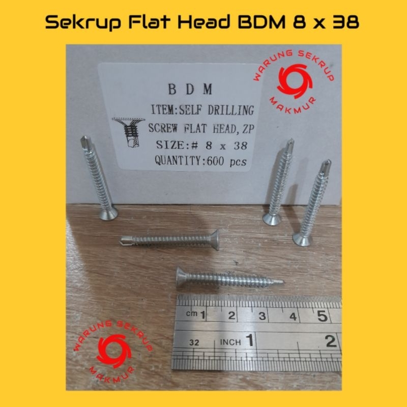 Jual (100 pcs) Sekrup Roofing SDS FH 8x38 / Skrup Flat Head 4CM ...