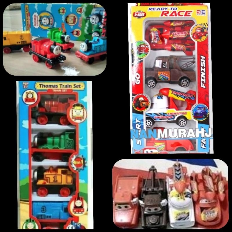 Jual Mainan anak set Pullback isi 4 Kereta Thomas & Mobil Mc Queen ...