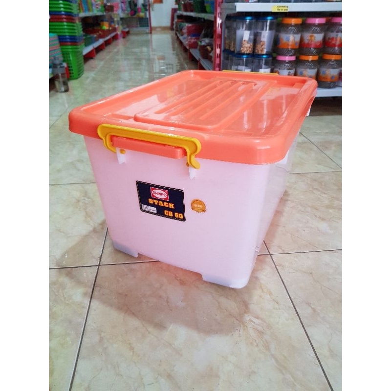 Jual Kotak container Box plastik shinpo stack 60 liter CB 60 ada roda ...