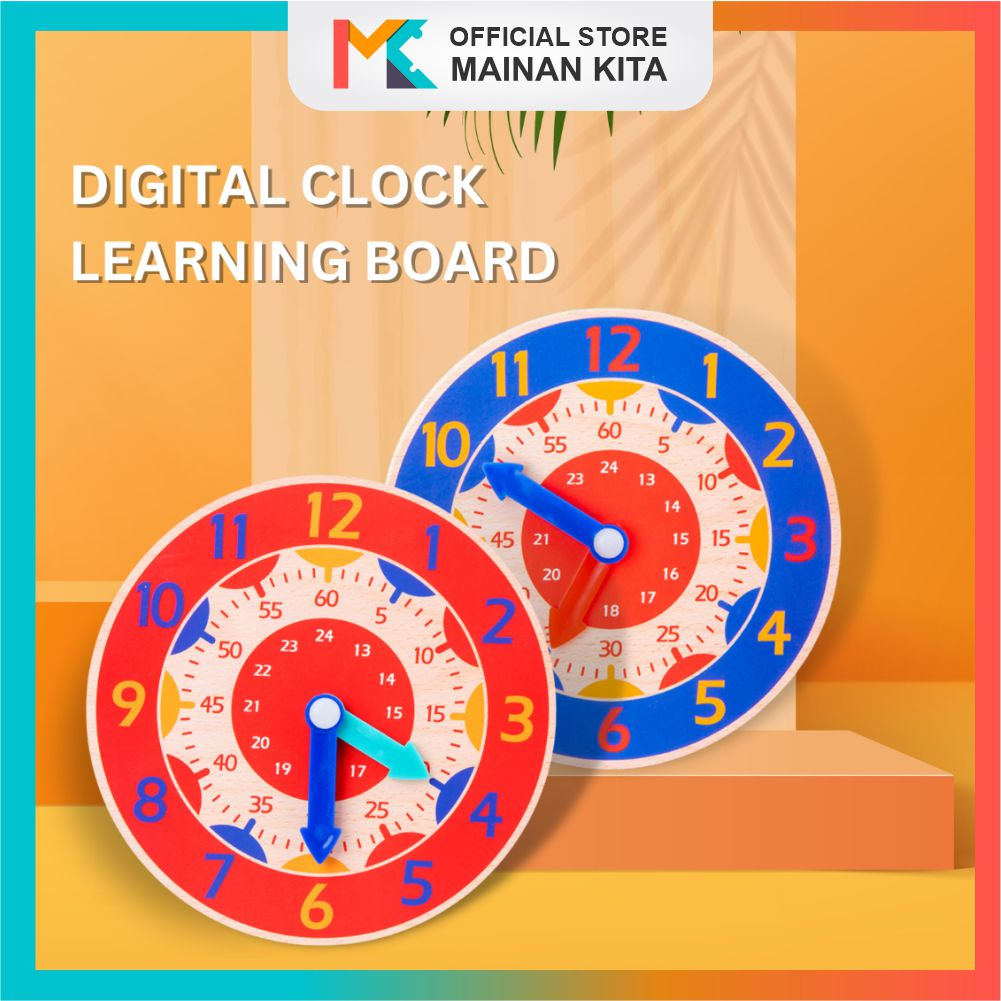 Jual [MK902] Jam Mainan Anak Belajar Jam kayu Shape Shorting Clock ...