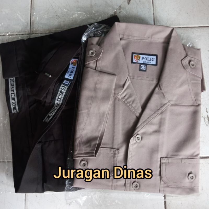 Jual Setelan PDH Jatah POLRI lengan pendek / Seragam PDH Coklat POLISI ...