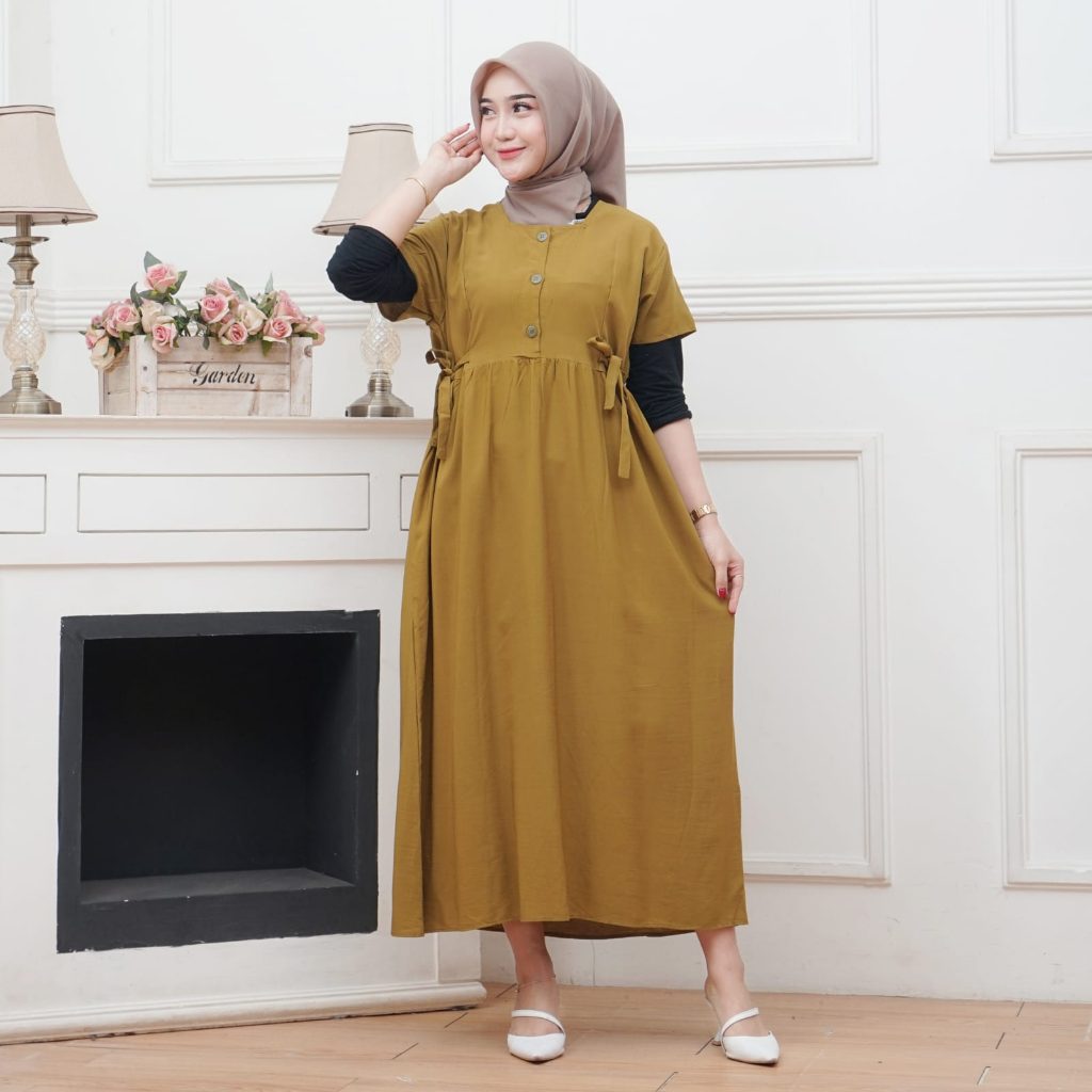 Jual BAJU DASTER PANJANG SEMATA KAKI TERBARU BUSUI KANCING DEPAN BAHAN ...