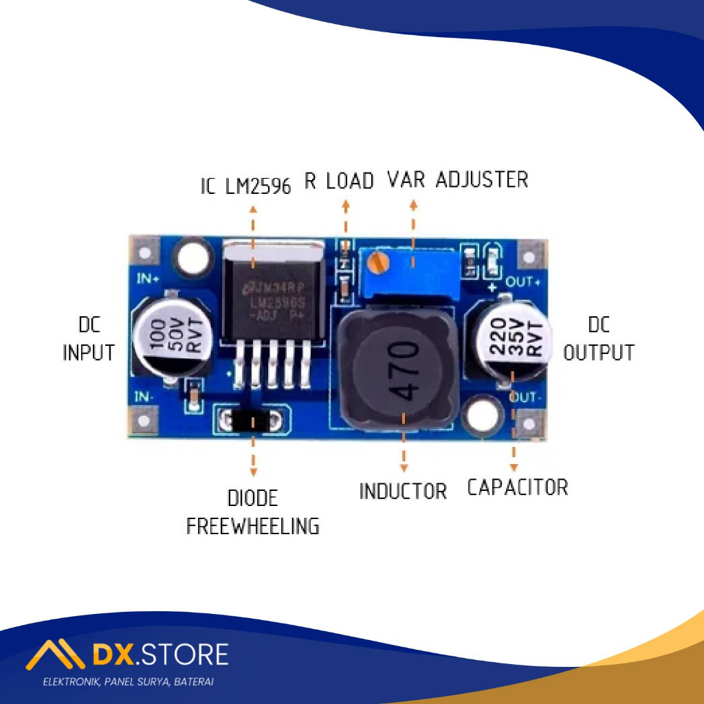 Jual LM2596S DC-DC modul catu daya step-down BUCK 3A regulator step ...