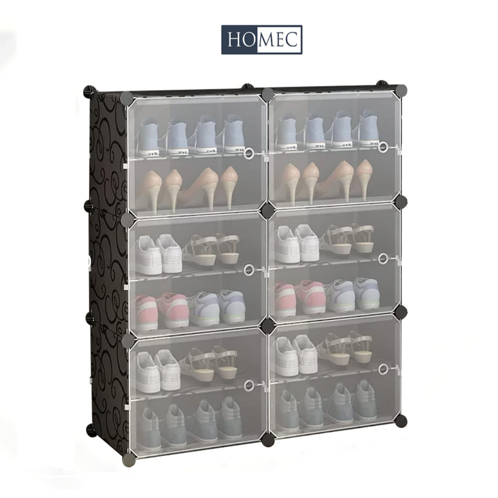 Jual rak sepatu susun 4/6/8 rak sepatu tertutup plastik berkapasitas ...