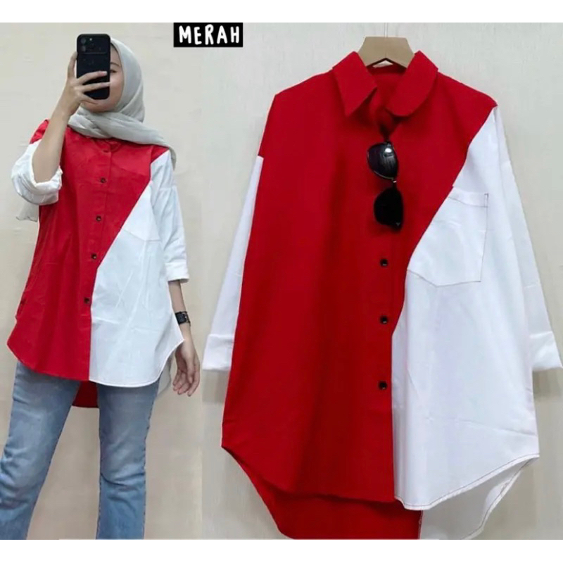 Jual Kemeja Wanita MERAH PUTIH EDISI 17 Agustus - Kemeja Wanita ...