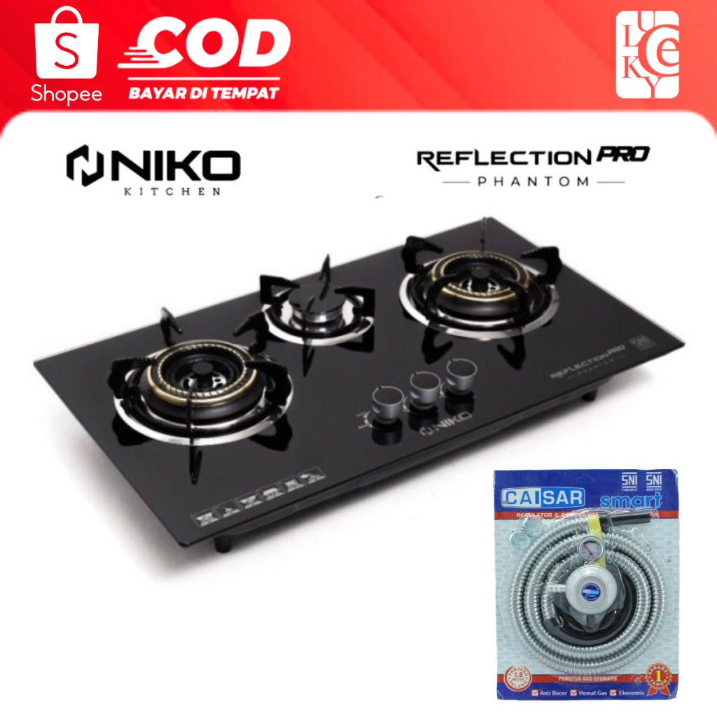 Jual Niko Reflections Pro Phantom Kompor Gas Tanam 3 Tungku Tempered Glass | Shopee Indonesia