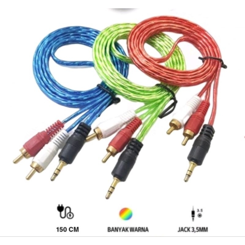 Jual Kabel Audio jack 2in1 aux AV 1x2 Origina AVl 1*2 CABLE AUX 1X2 PANJANG 1,5METER | Shopee ...