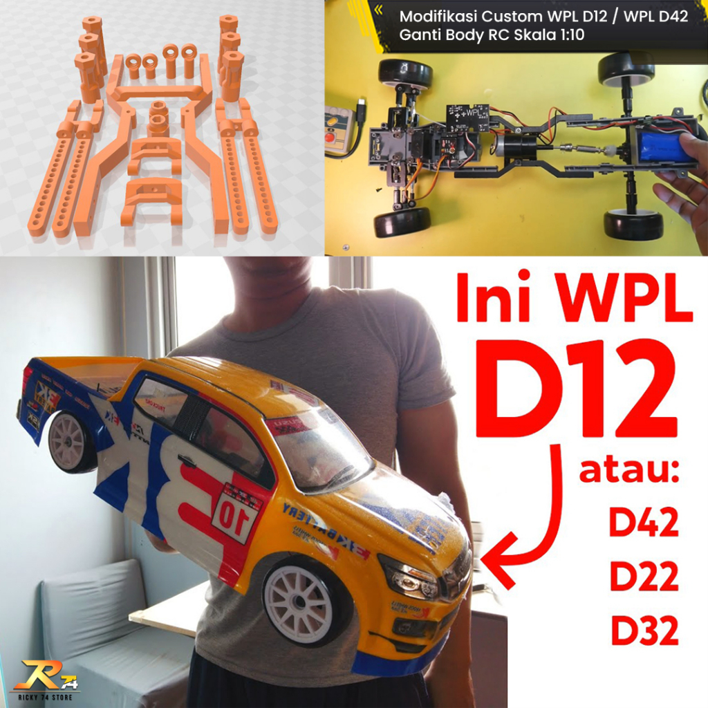 Jual Modifikasi Custom WPL D12 - WPL D42 Ganti Body RC Skala 1:10 RC Drift | Shopee Indonesia