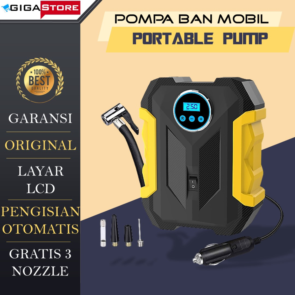 Jual Pompa Ban Mobil Truk Motor Elektrik Cek Tekanan Angin Digital LCD Listrik Otomatis Inflator ...