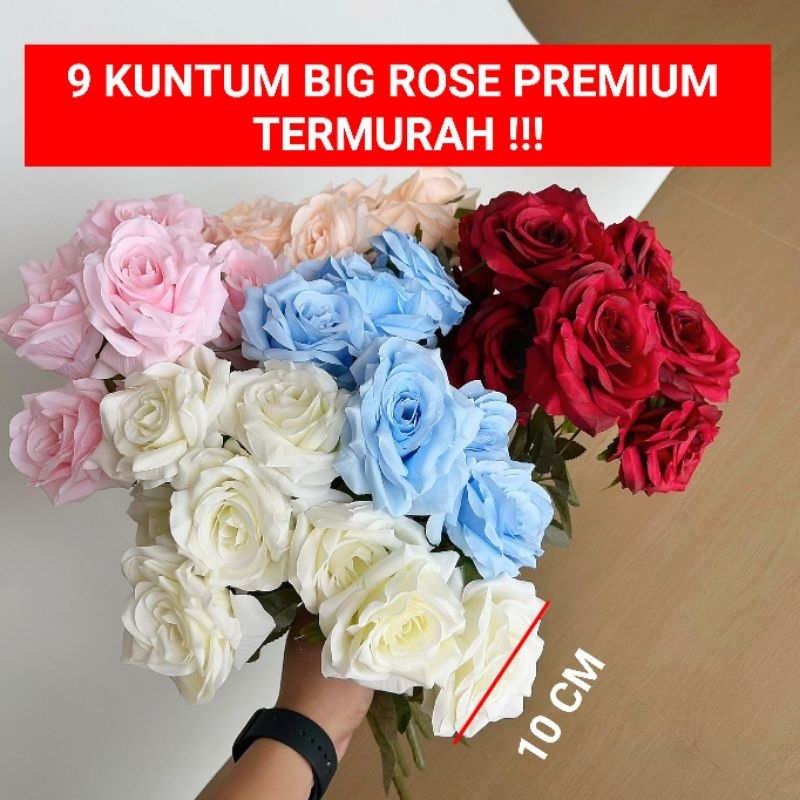 Jual [ 9 KUNTUM ] BIG PREMIUM ROSE DIAMOND GRADE A / BUNGA MAWAR PALSU ...