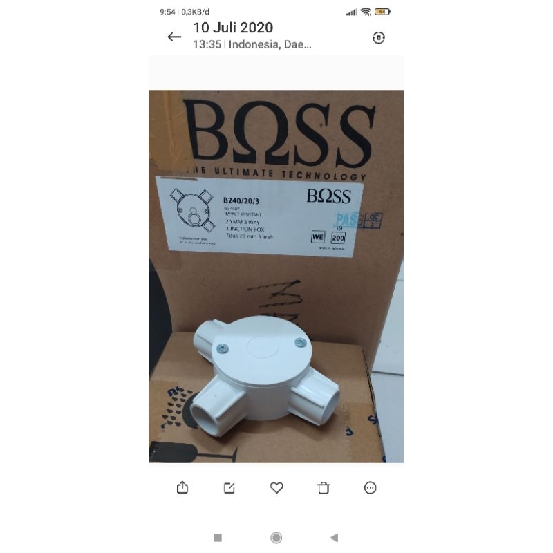 Jual t dus 20mm putih cabang-3 Merk Boss 100% baru dan original ...