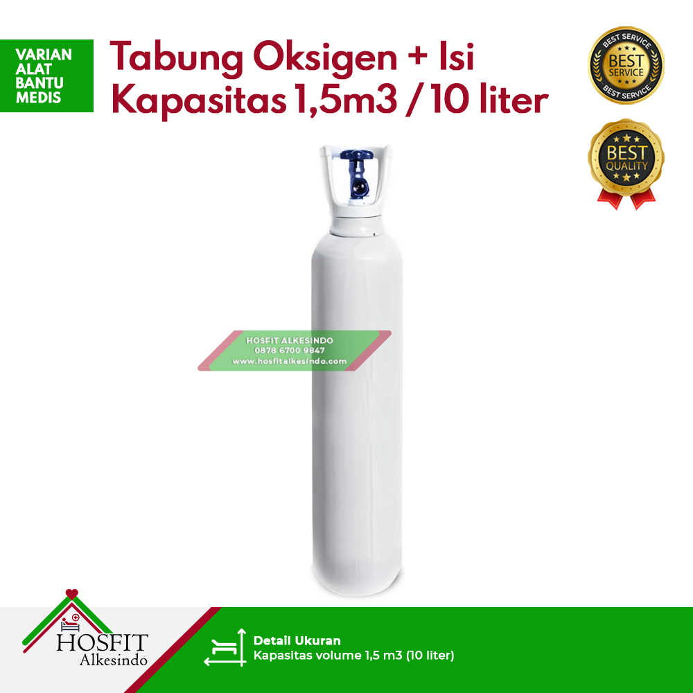 Jual Tabung Oksigen + Isi Kapasitas 1,5 m3 10L - Volume 1,5 m3 (10 ...