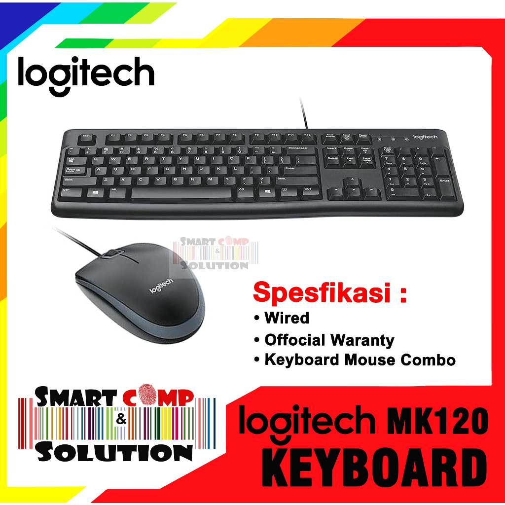Jual Keyboard Mouse Logitech MK120 Wired Kabel USB Combo - MK-120 / MK ...