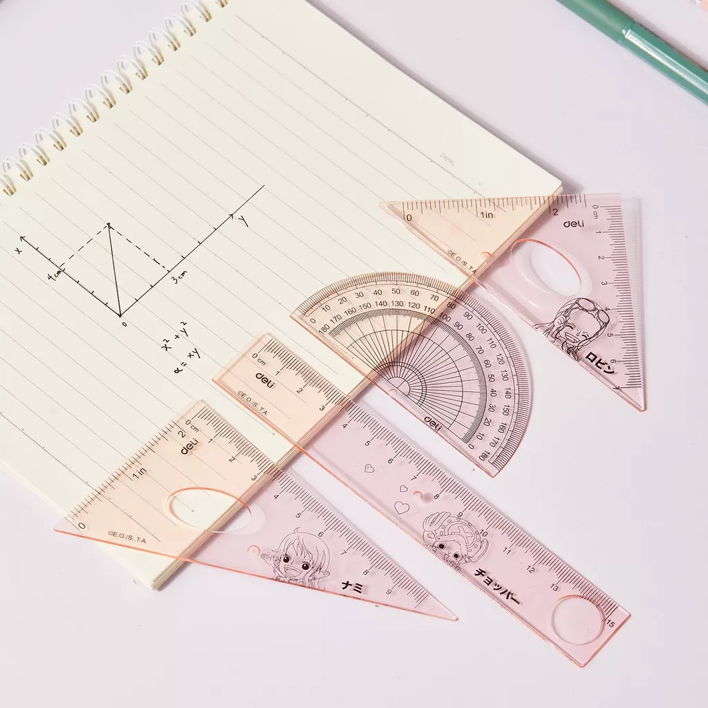 Jual DELI ONE PIECE Deli School Ruler Set EH17 Deli Penggaris Rol Set 4 ...