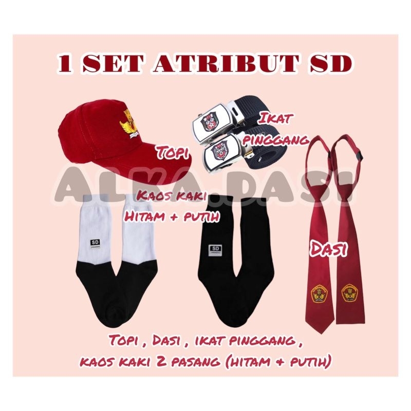Jual PAKET LENGKAP ATRIBUT SEKOLAH SD 5 PRODUK DASI TOPI IKAT PINGGANG ...
