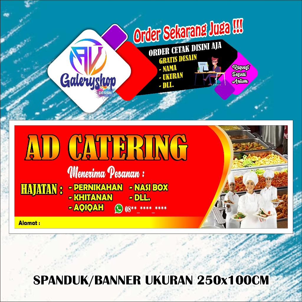 Jual spanduk, banner catering makanan, restoran dll ukuran 250x100 cm ...