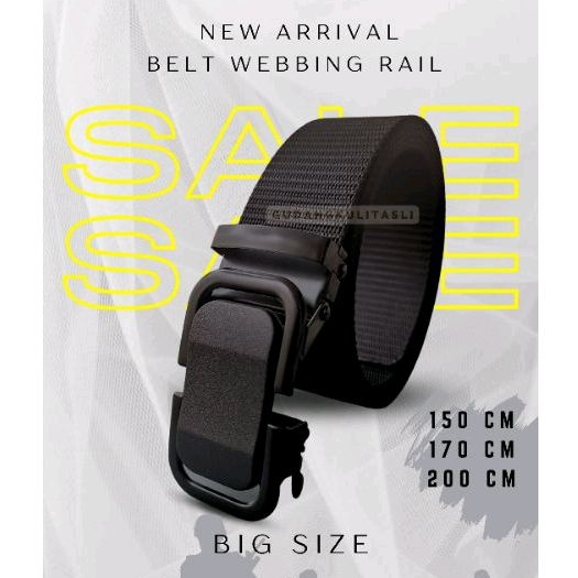 Jual Ikat Pinggang Pria Panjang 150cm Kanvas Nylon Full HItam Kepala Rel Otomatis Sabuk Jumbo ...