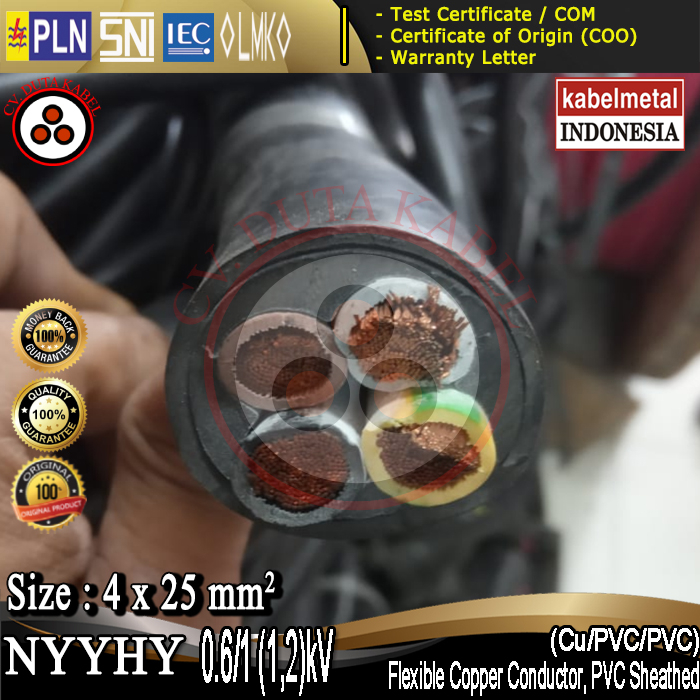 Jual Kabel NYYHY 4x25 mm2 METAL /4 x 25 mm2/4x25mm2/4x25 mm/4x25mm/4 x ...