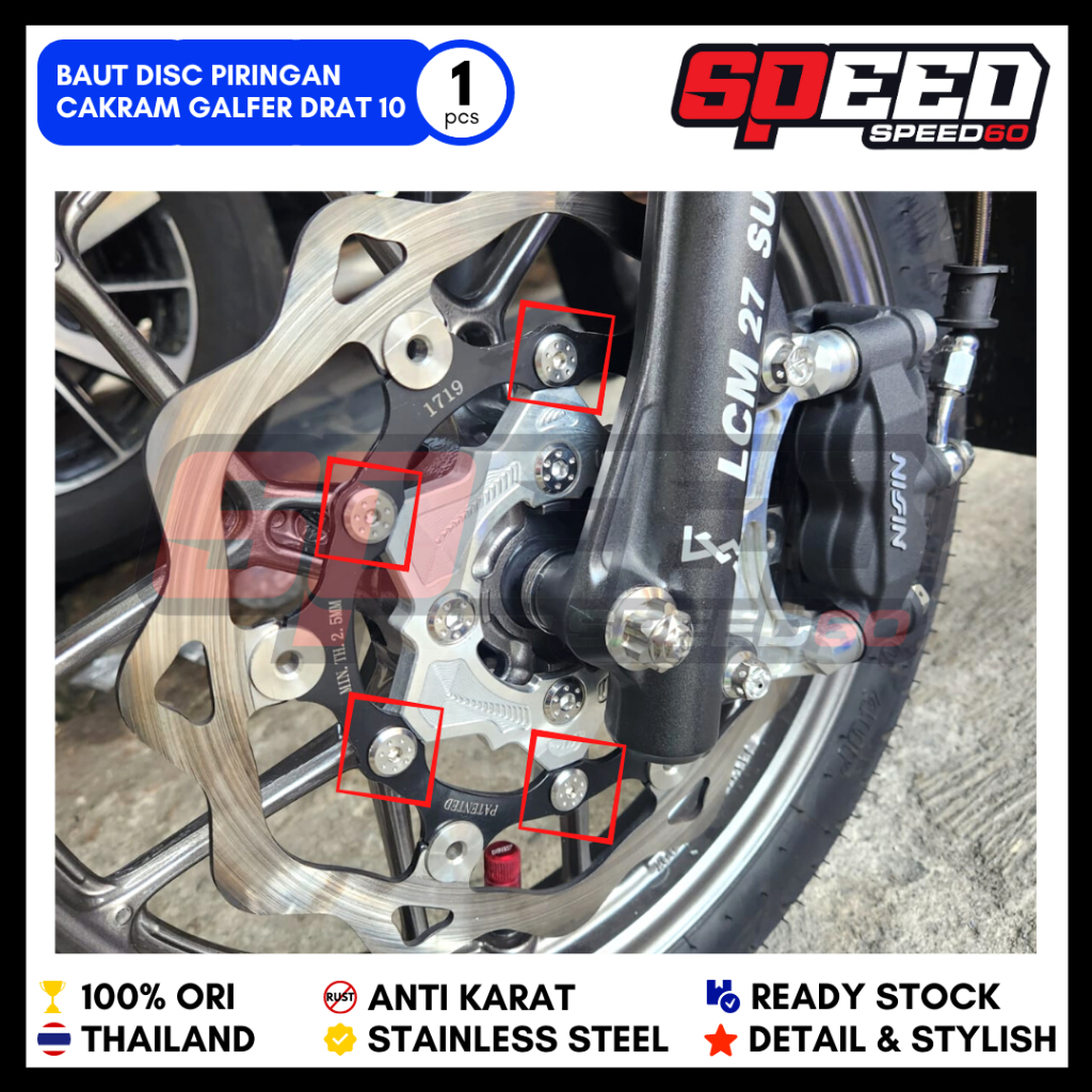 Jual Probolt Baut Disc Piringan Cakram Galfer Drat 10 Stainless King Nut | Shopee Indonesia