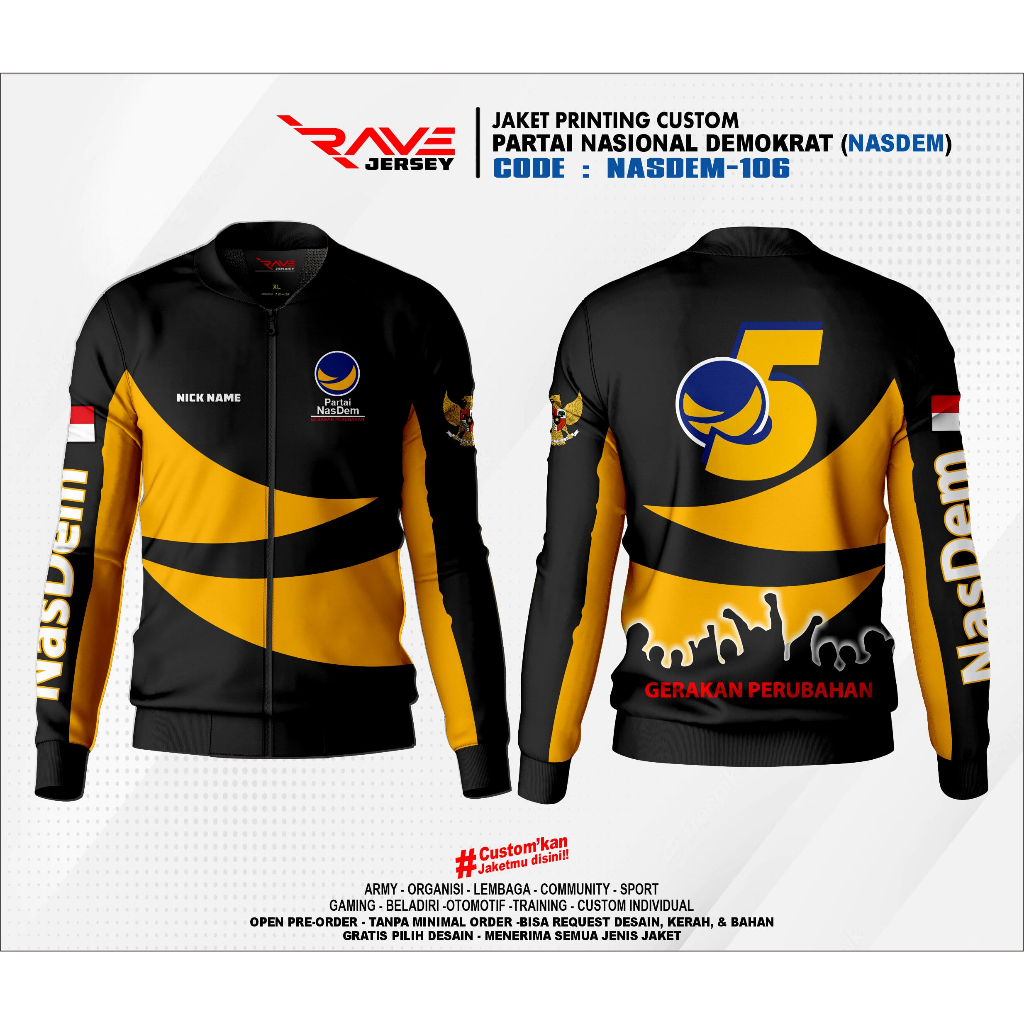 Jual JAKET PARTAI NASDEM SESI 2 FULL PRINTING SUBLIMATION CUSTOM ...