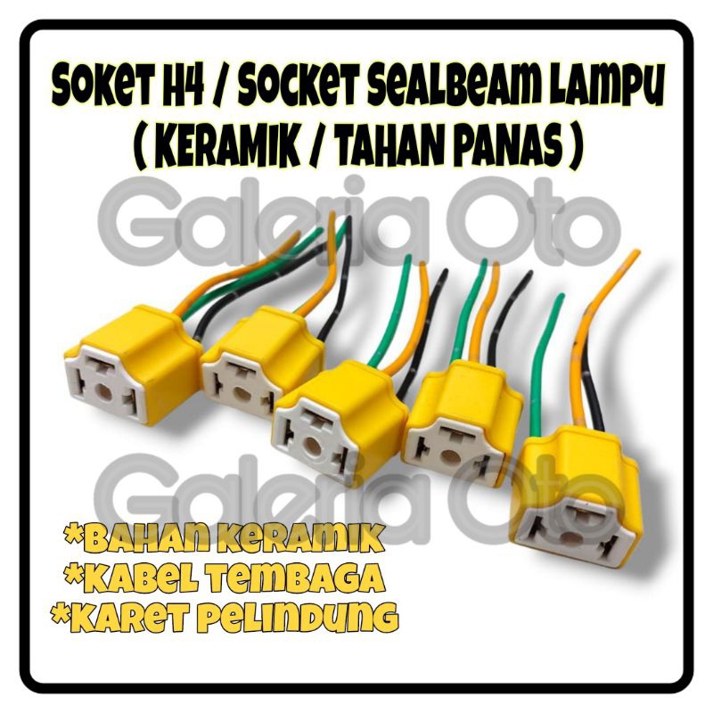 Jual Soket / Socket Bohlam Lampu Halogen H4 KERAMIK - Socket Seal Beam ...