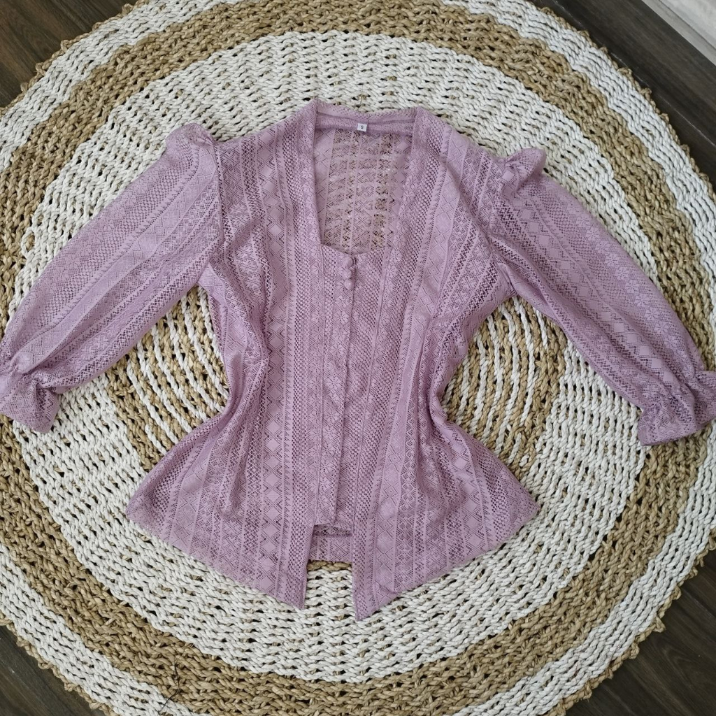 Jual (HANYA KEBAYA) Baju Kebaya Brokat Malika Bet Pecah Lengan Kerut ...