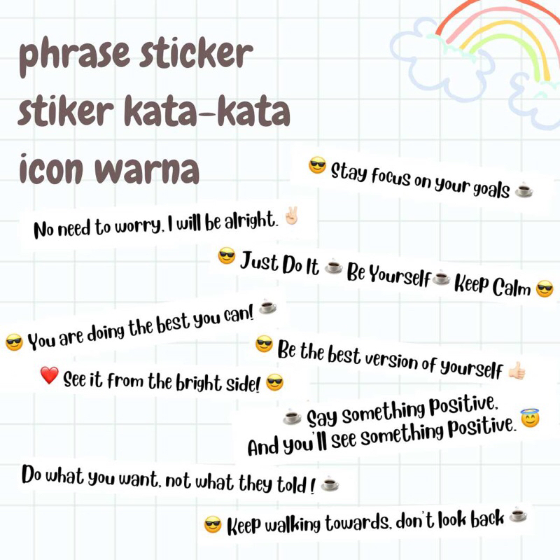 Jual stiker scrapbook kata-kata icon warna transparan/ phrase sticker ...