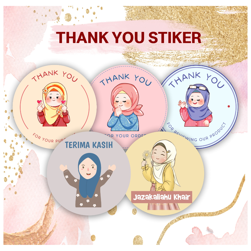 Jual Sticker Thank You Hijab / Sticker Custom / Sticker Ucapan Terima ...