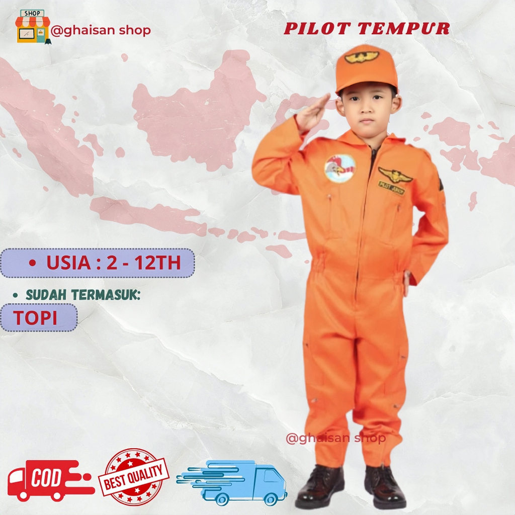 Jual Kostum profesi anak-anak/ baju pilot pesawat tempur/ seragam ...